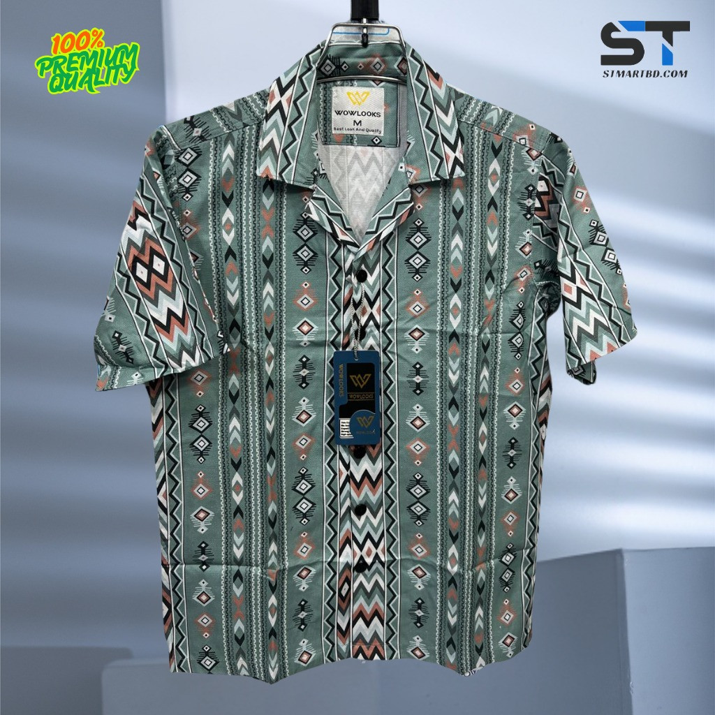 Premium Ac Cotton Digital Print Drop Shoulder Shirt-W || 4563
