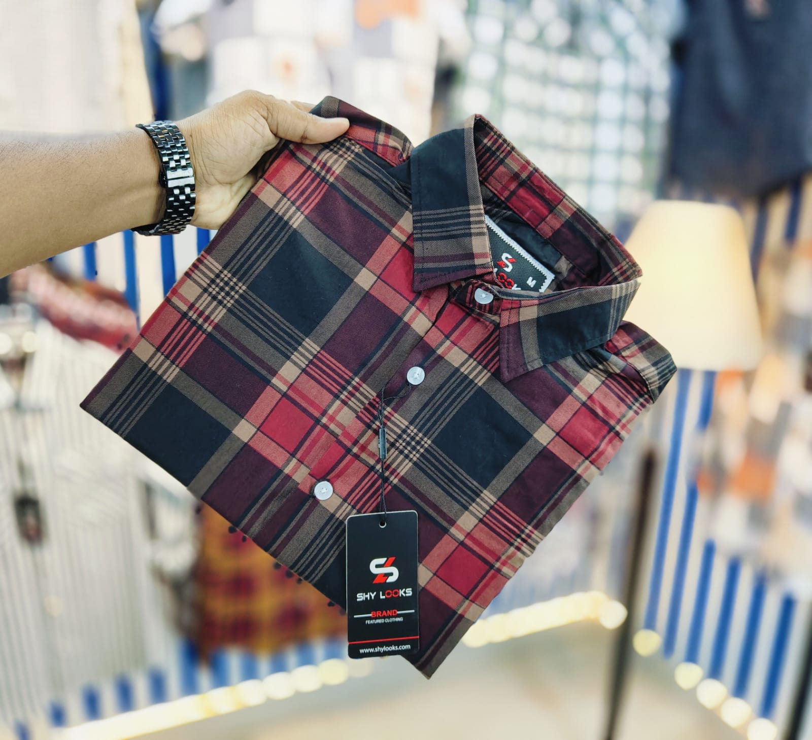 Cotton full Sleeve Check & Print Shirt for Men's -S || 5996