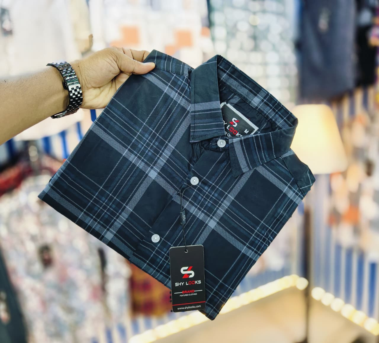 Cotton full Sleeve Check & Print Shirt for Men's -S || 5997