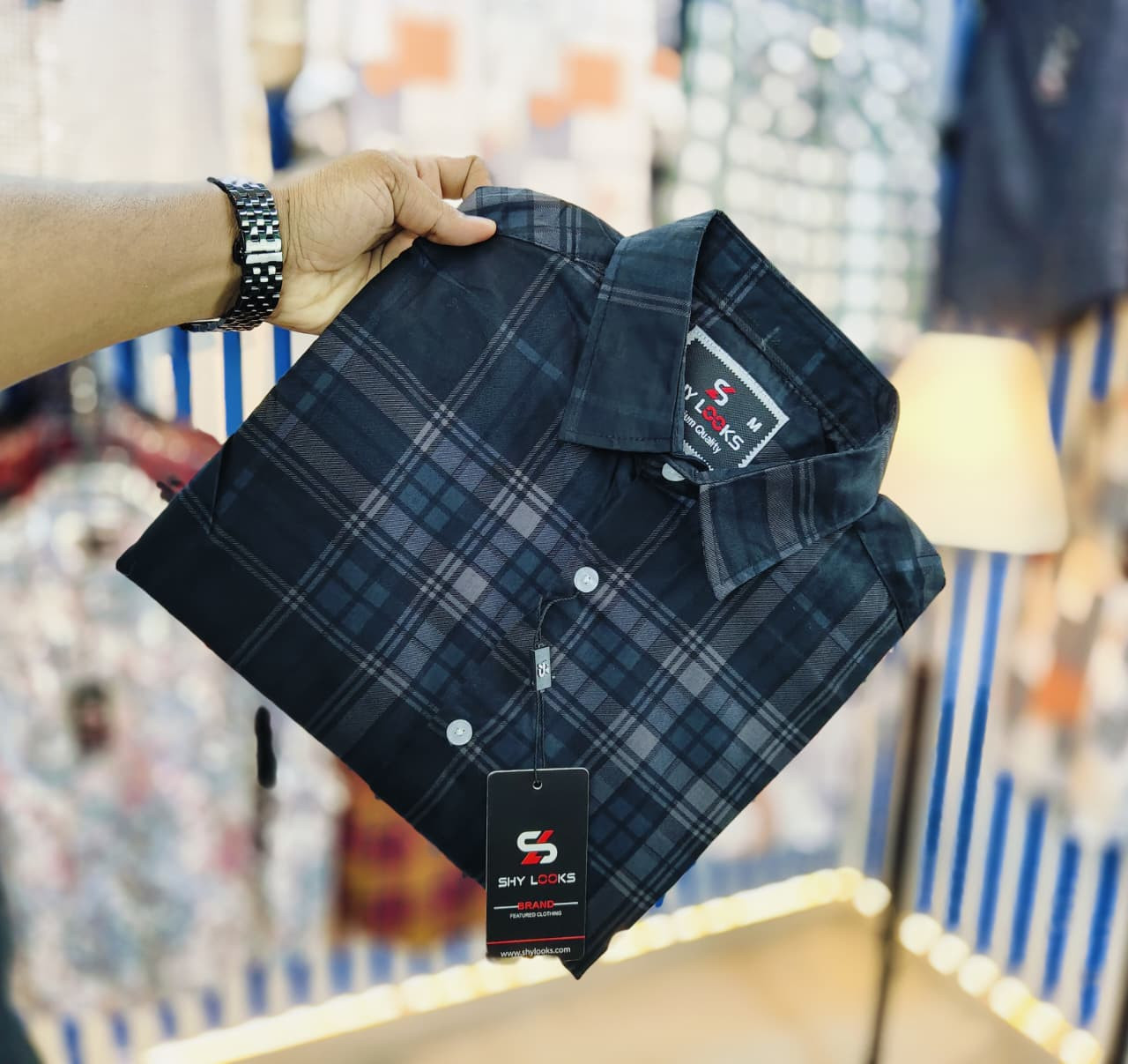 Cotton full Sleeve Check & Print Shirt for Men's -S || 6000