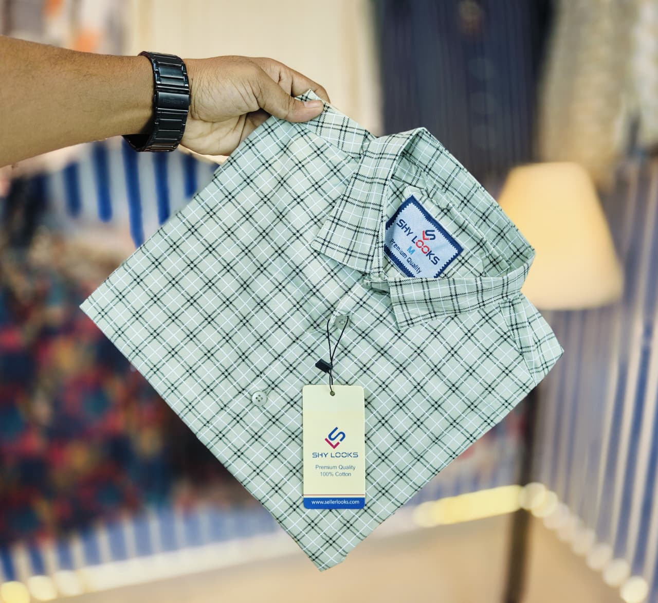 Cotton full Sleeve Check & Print Shirt for Men's -S || 6027